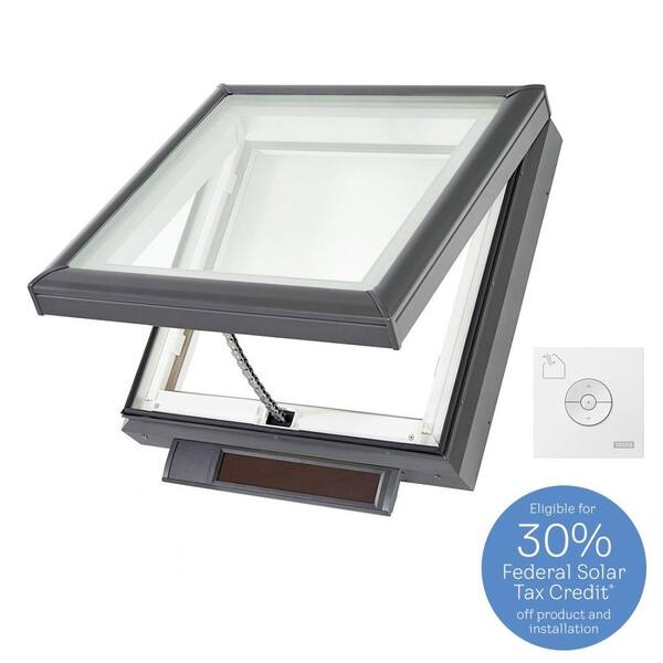VELUX 30-1/2 in. x 30-1/2 in. Solar Powered Fresh Air Venting Curb-Mount Skylight with Laminated ...