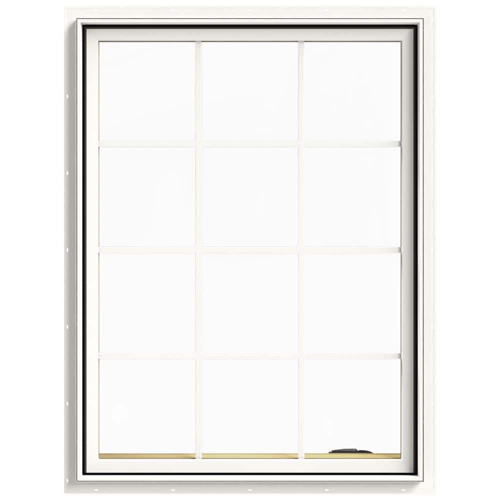 JELD-WEN 36 in. x 48 in. W-2500 Series White Painted Clad Wood Right ...