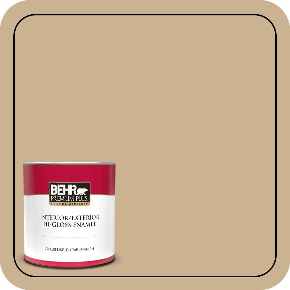 BEHR PREMIUM PLUS 1 qt. #PWL-84 Tropical Tan Hi-Gloss Enamel Interior ...