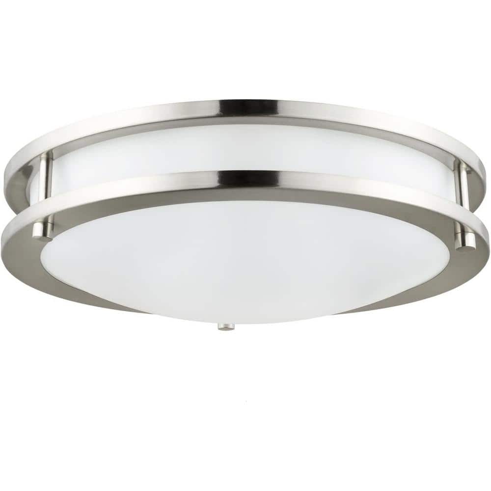 Sunlite 12 in. 1-Light Brushed Nickel Dimmable 4000K Decorative Round ...