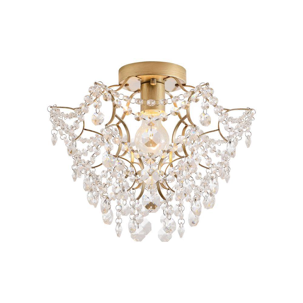 Jojospring Bess 14 in. Dia Single Light Mini Crystal Flush Mount LJ ...