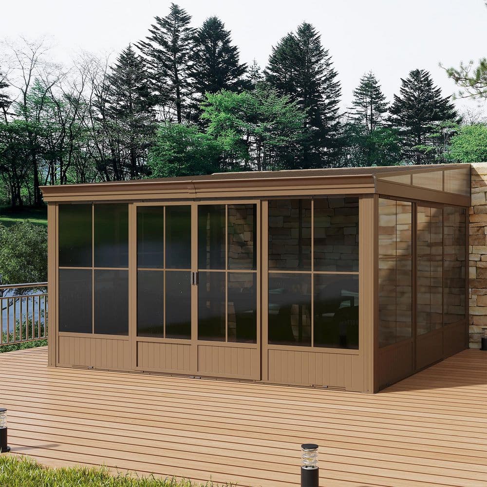 Clihome 12 ft. x 14 ft. Aluminum Frame 4-Season Solarium Sunroom Patio ...