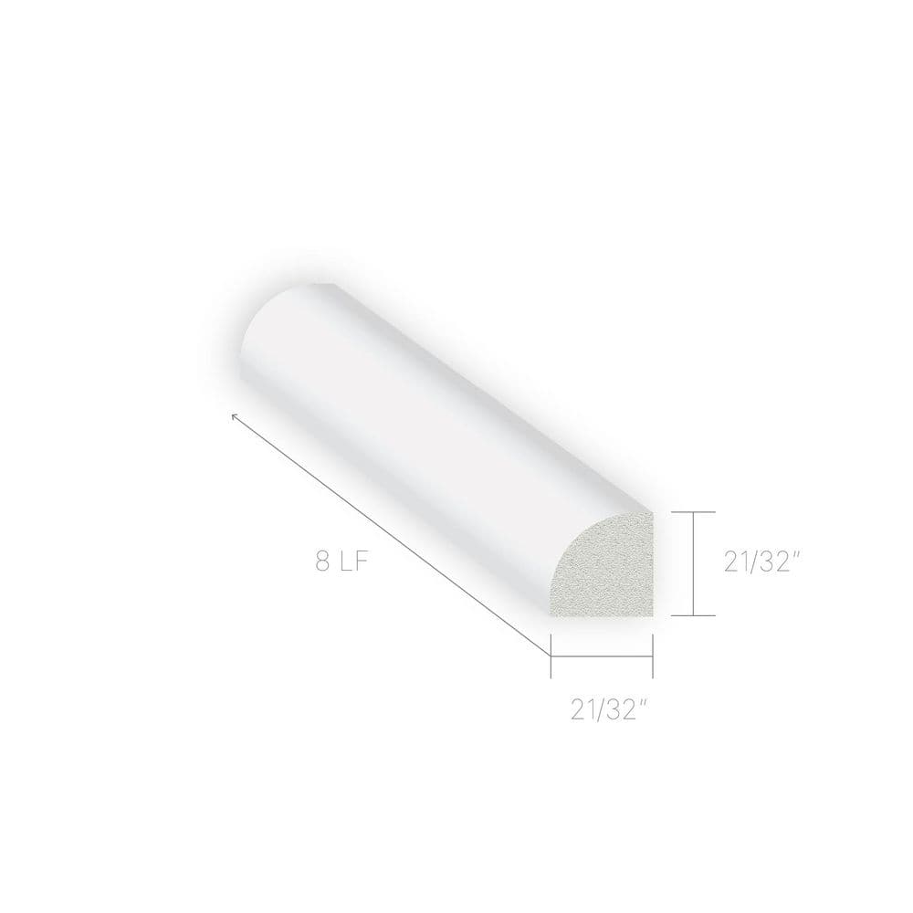 MTRIM 21/32 in. D 21/32 in. W 96 in. L White Prepainted Waterproof PVC ...