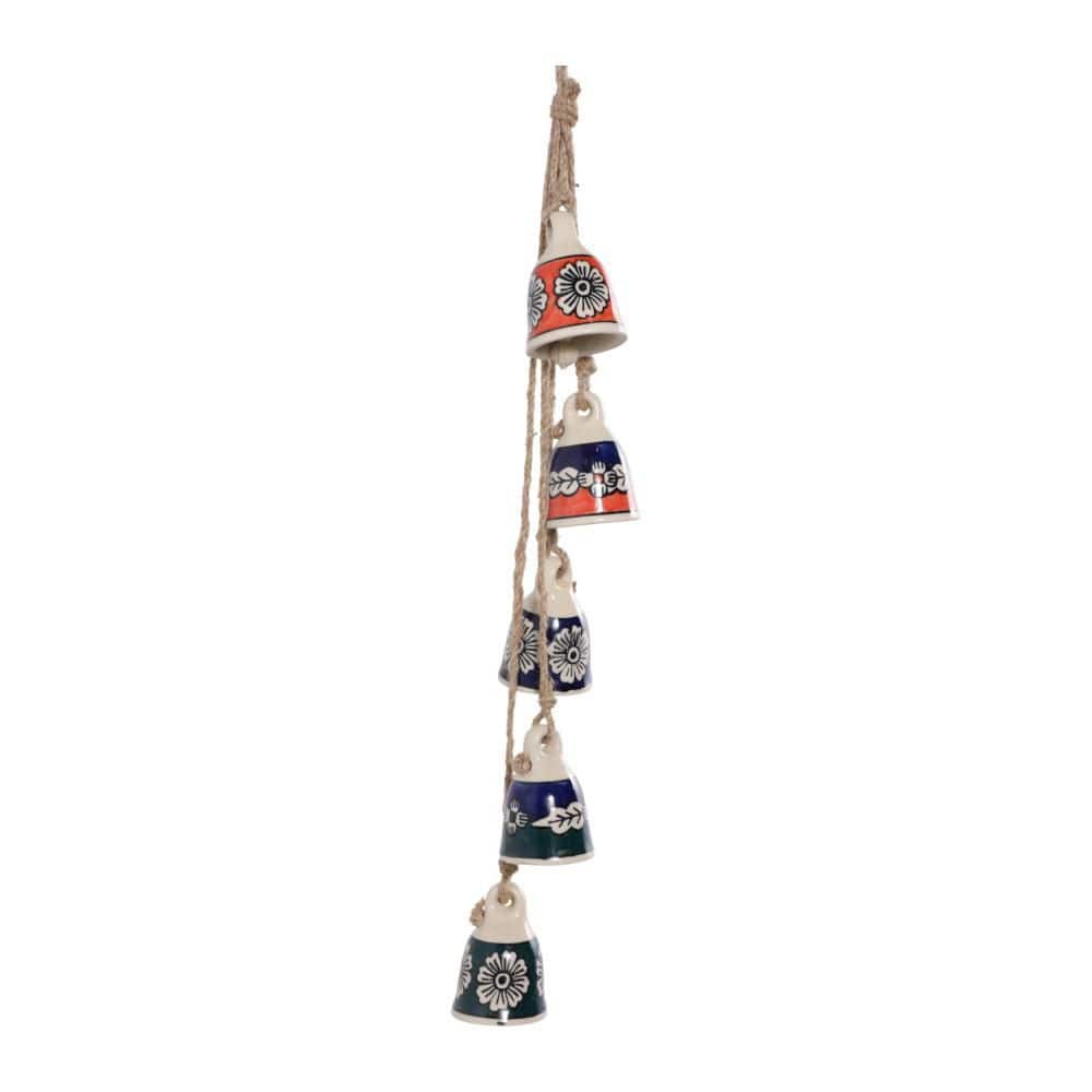 Reviews for Liv & Skye 37 in. Blue/Reb Ceramic Jute Hand-Painted Bell ...