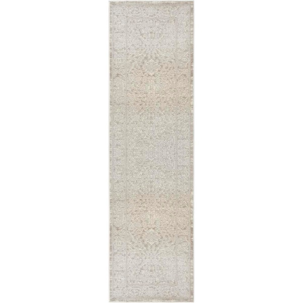 Nourison Renewed Ivory Beige 2 ft. x 8 ft. Distressed Traditional ...