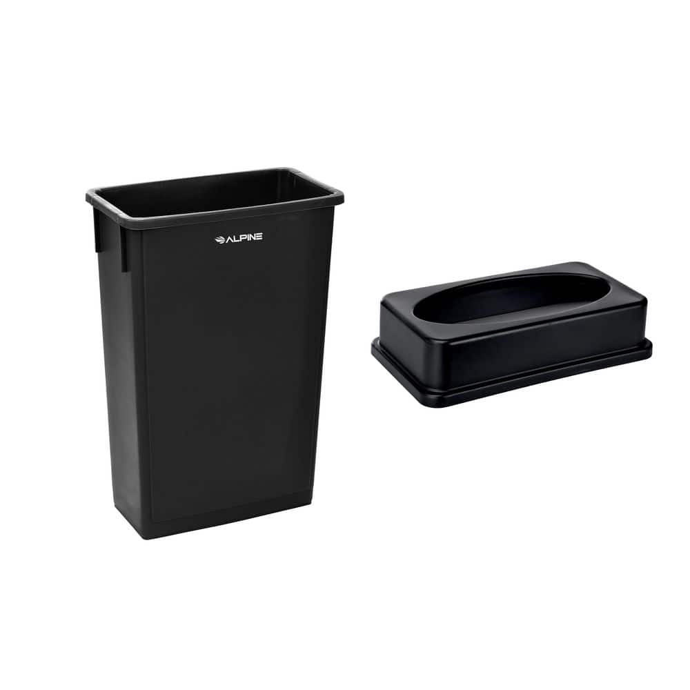 Alpine Industries 23 Gal. Plastic Indoor Commercial Slim Trash Can with ...