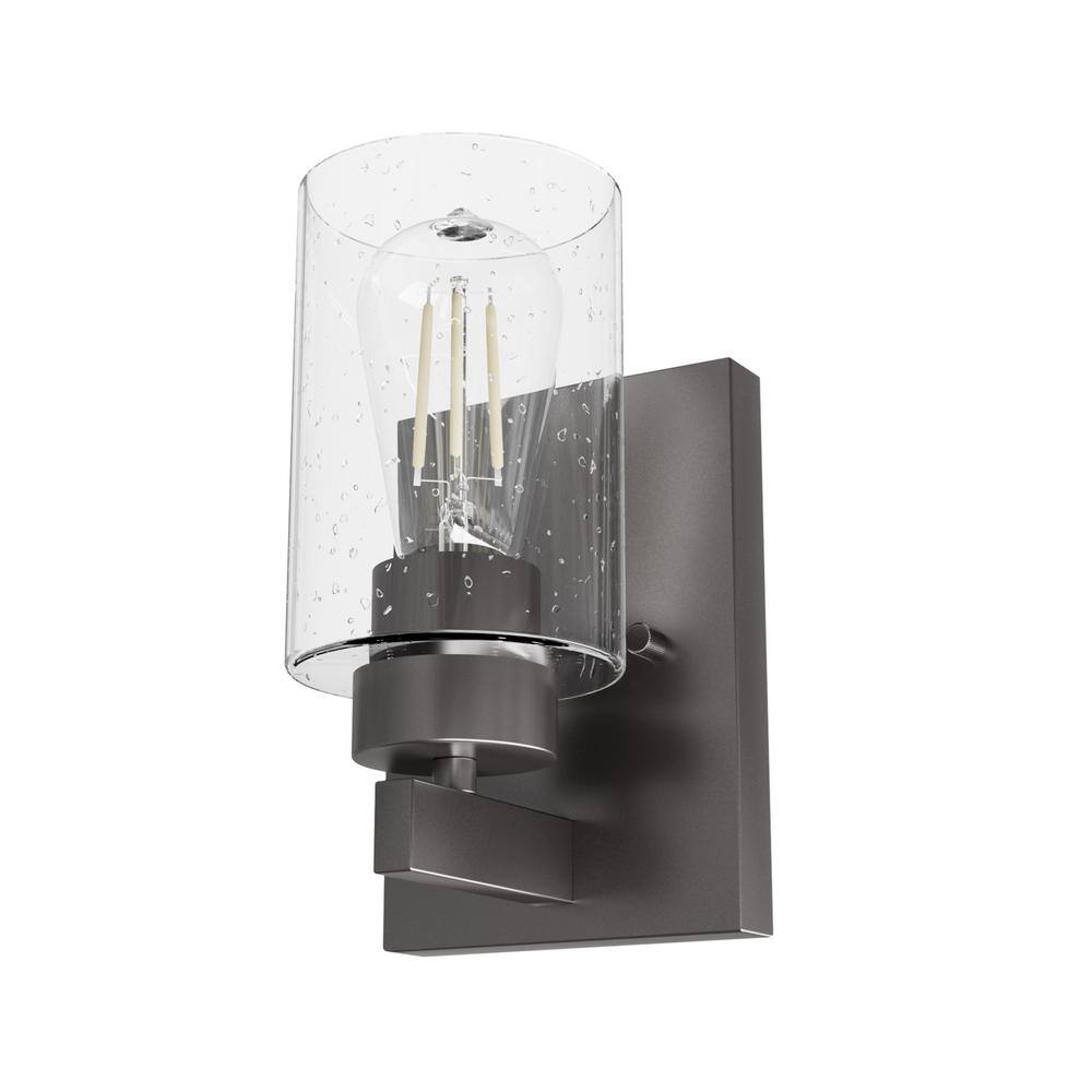 Hunter Hartland 1-Light Noble Bronze Wall Sconce with Clear Seeded ...