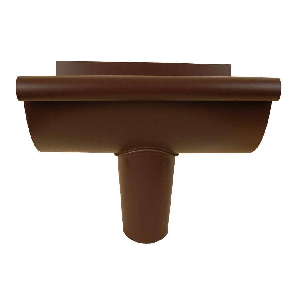 Amerimax Home Products 5 in. Royal Brown Aluminum Half-Round End Piece ...