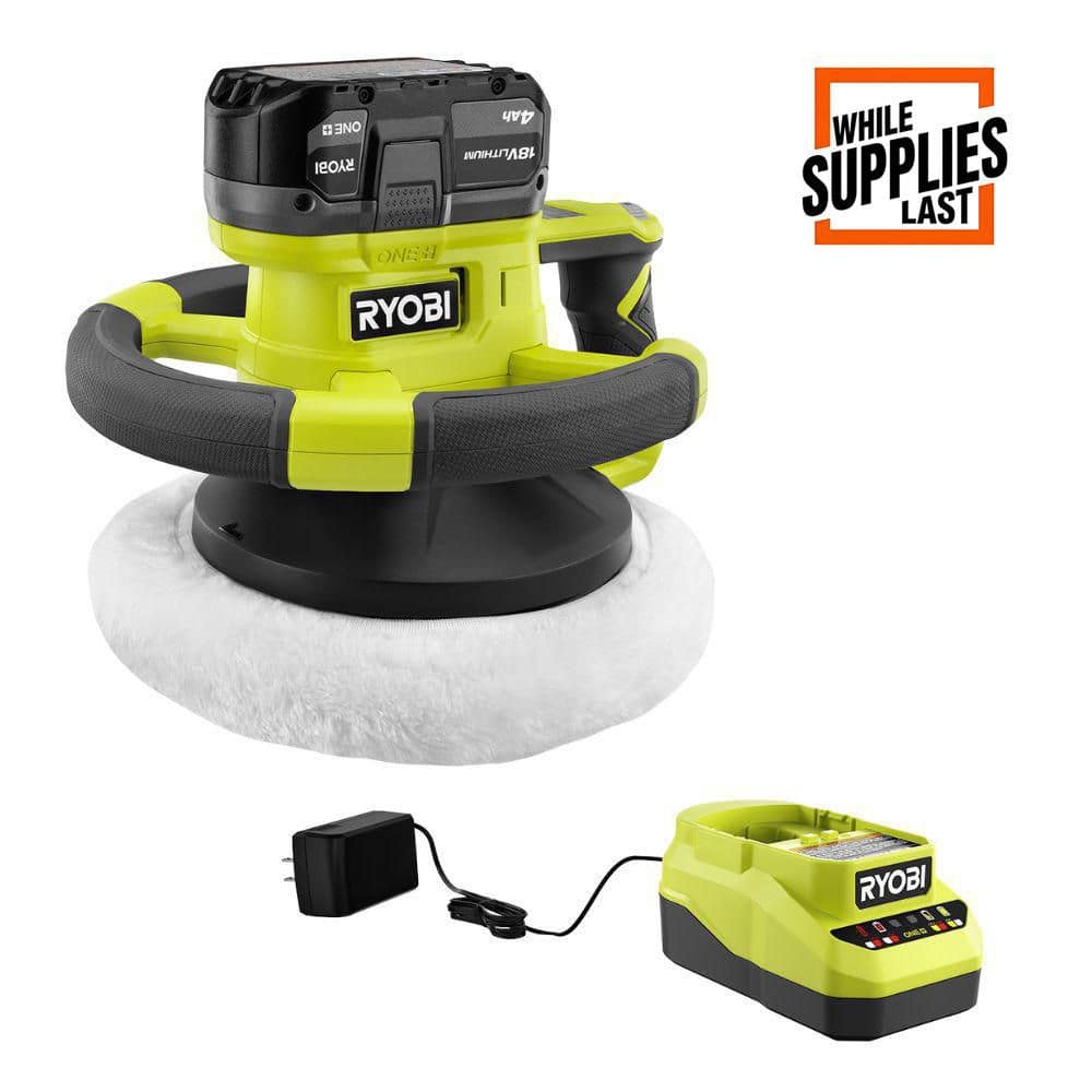 RYOBI ONE+ 18V Cordless 10 in. Variable Speed Random Orbit Buffer Kit ...