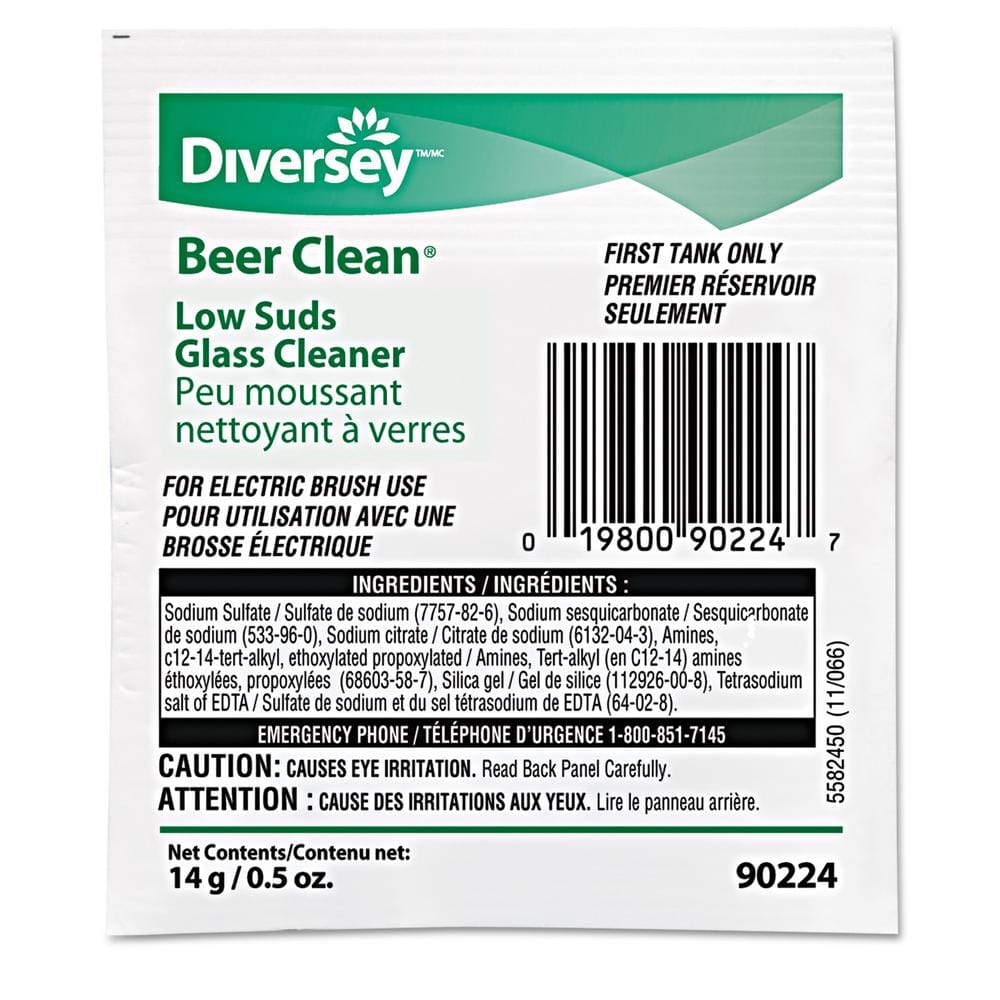 Diversey Beer Clean Glass Cleaner, Powder, 0.5 oz. Packet, (100-Carton ...