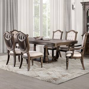Furniture of America Bronin 7-Piece Natural Wood Top Dining Room Set ...