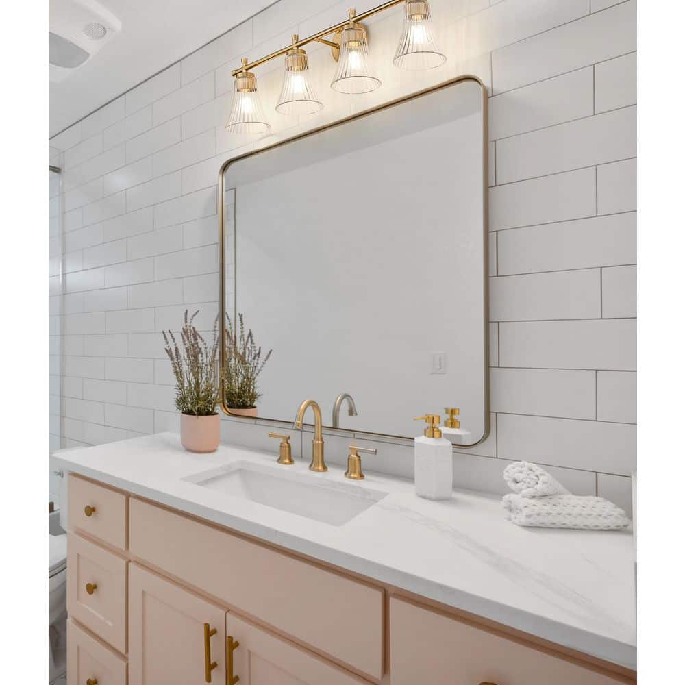 Filament Design Belle 32 in. 4 Light Modern Gold Vanity Light with ...