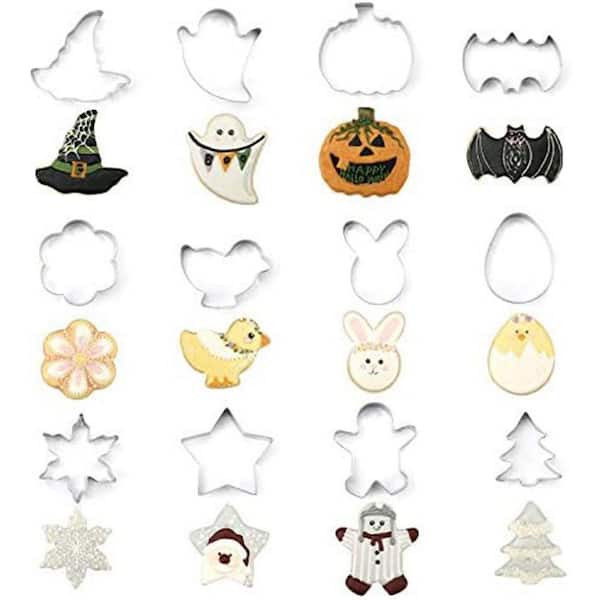 Cookie Decorating Kit with 12 Holiday Cutters, Mixing and Piping Tools ...