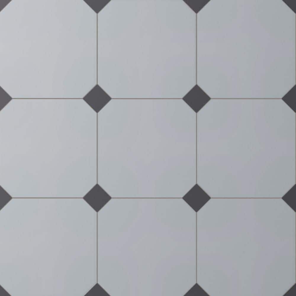 Merola Tile Vaudeville Octagon Humo with Taco Antracita 8 in. x 8 in ...