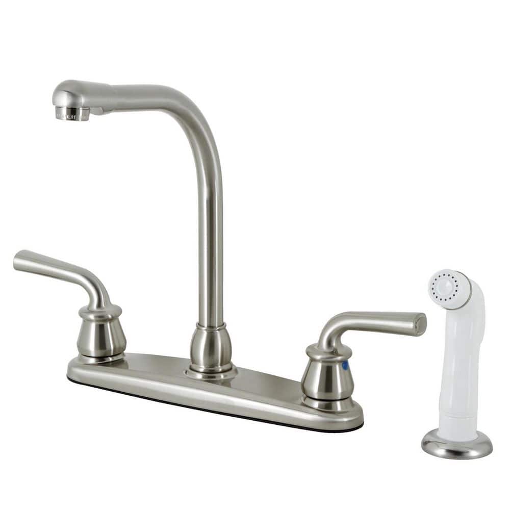 Kingston Brass Restoration 2-Handle Deck Mount Centerset Kitchen ...