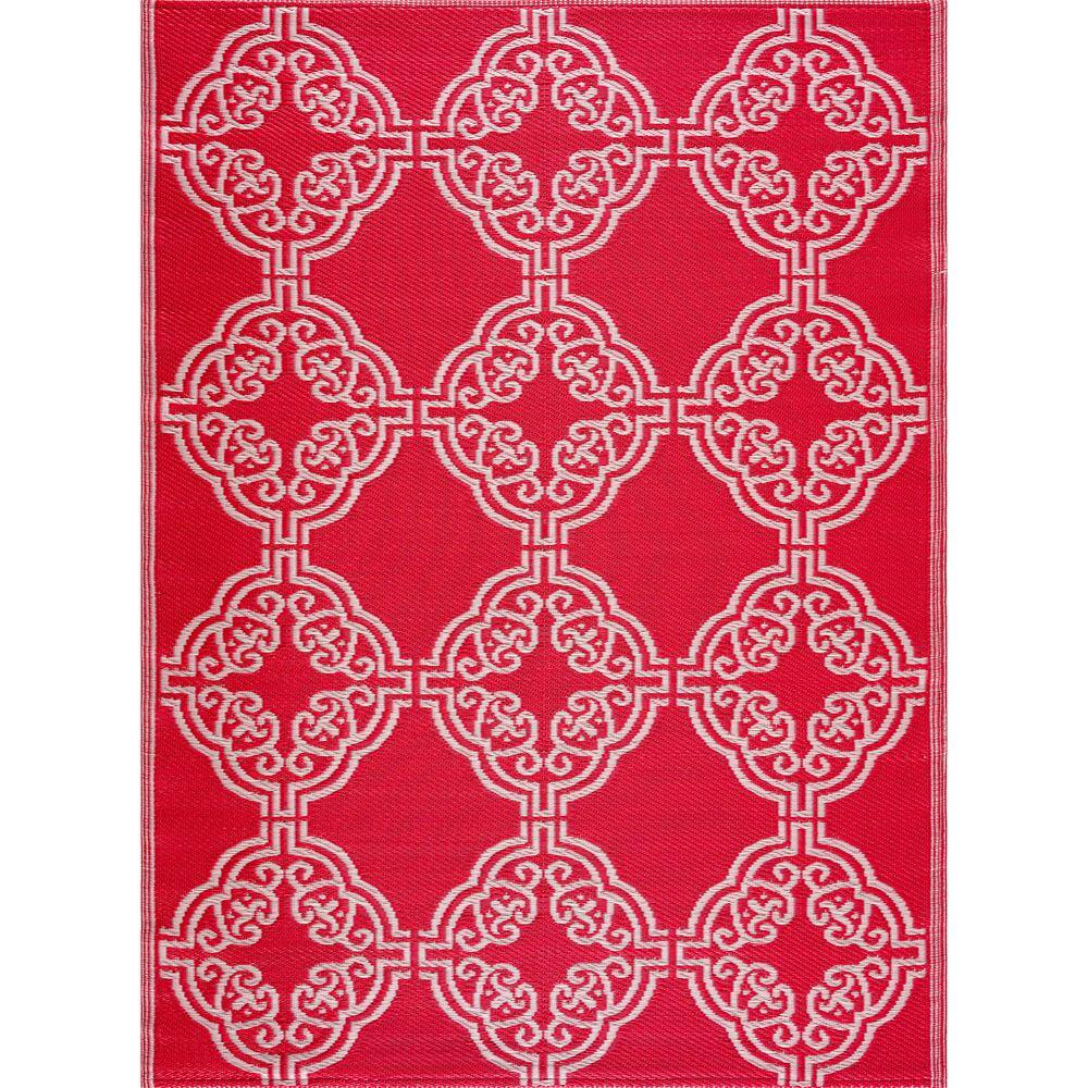 PLAYA RUG Marrakech Red White 6 ft. x 9 ft. Reversible Recycled Plastic ...