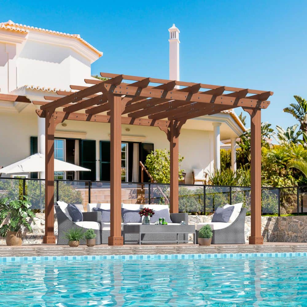 Reviews for VEIKOUS 10 ft. W x 10 ft. D Cedar Wood Patio Pergola Shade ...