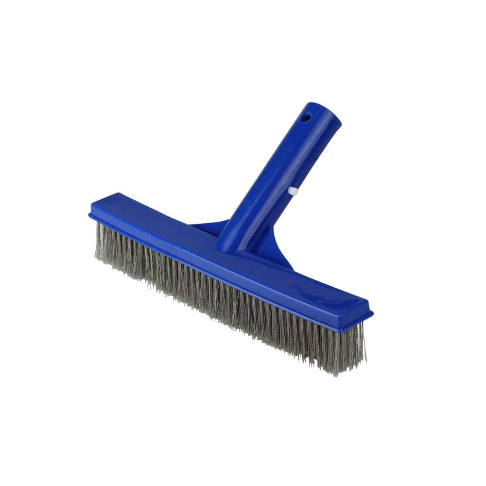 Pool Central 9.75 in. Blue Stainless Steel Algae Brush for Cement Pools ...