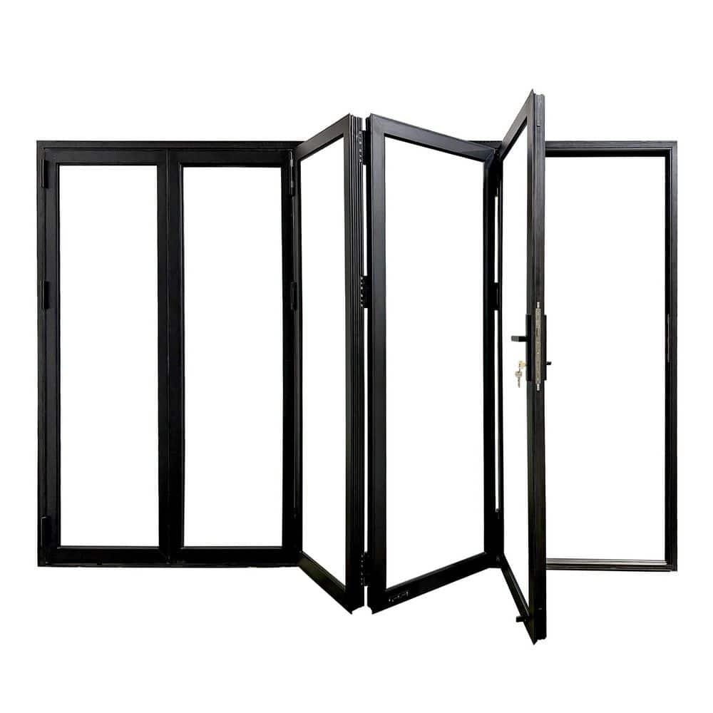 TEZA DOORS Teza 88 Series 144 in. x 80 in. Matte Black Right to Left ...