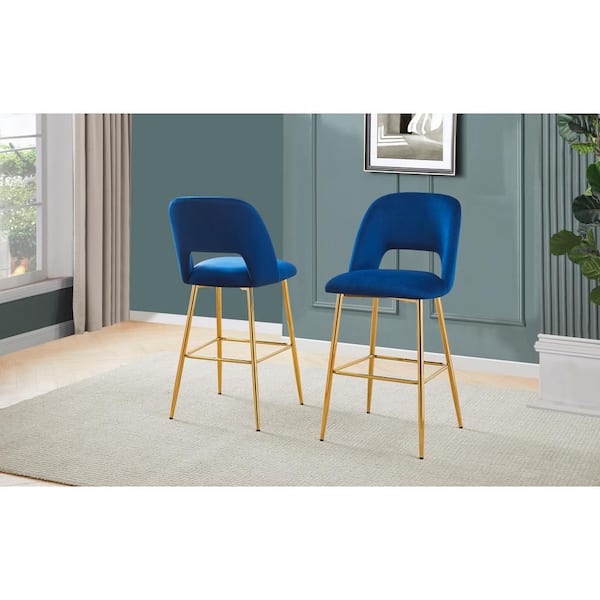 Best Quality Furniture Moy 29 in. Navy Blue High Back Metal Frame Bar ...
