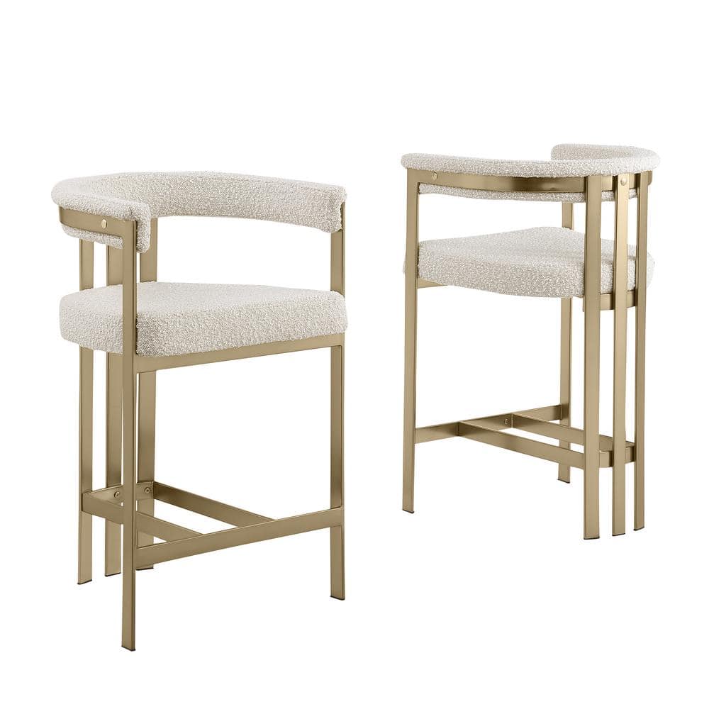Best Quality Furniture Reba 26 in. Cream Color Low Back Metal Frame ...