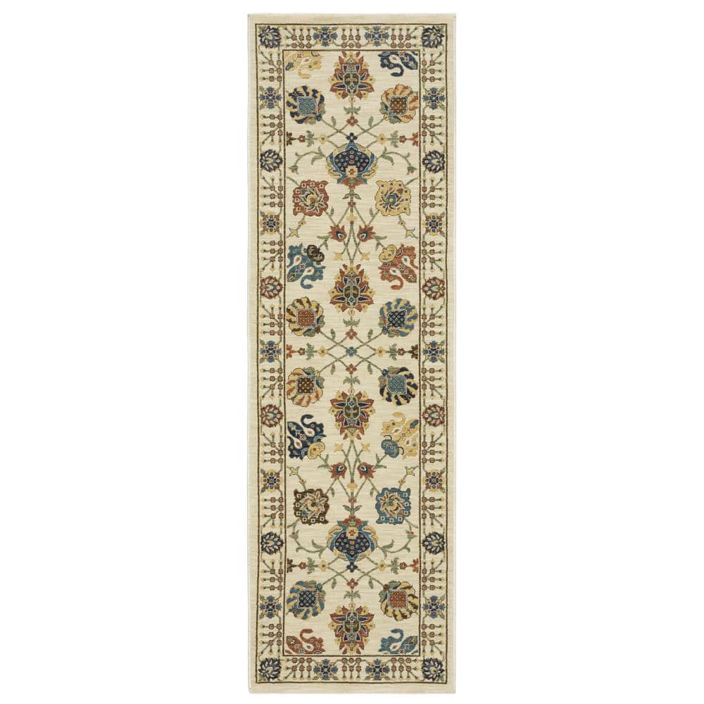 AVERLEY HOME Fleetwood Ivory/Multi-Colored 2 ft. x 8 ft. Oriental ...