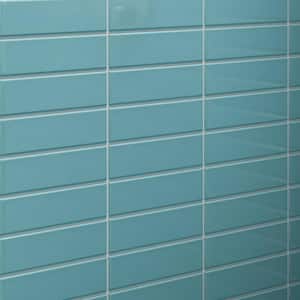 CRUZ BAY STUDIO 2in. x8in. Deep Blue Gloss Glass Subway Tile Sample ...