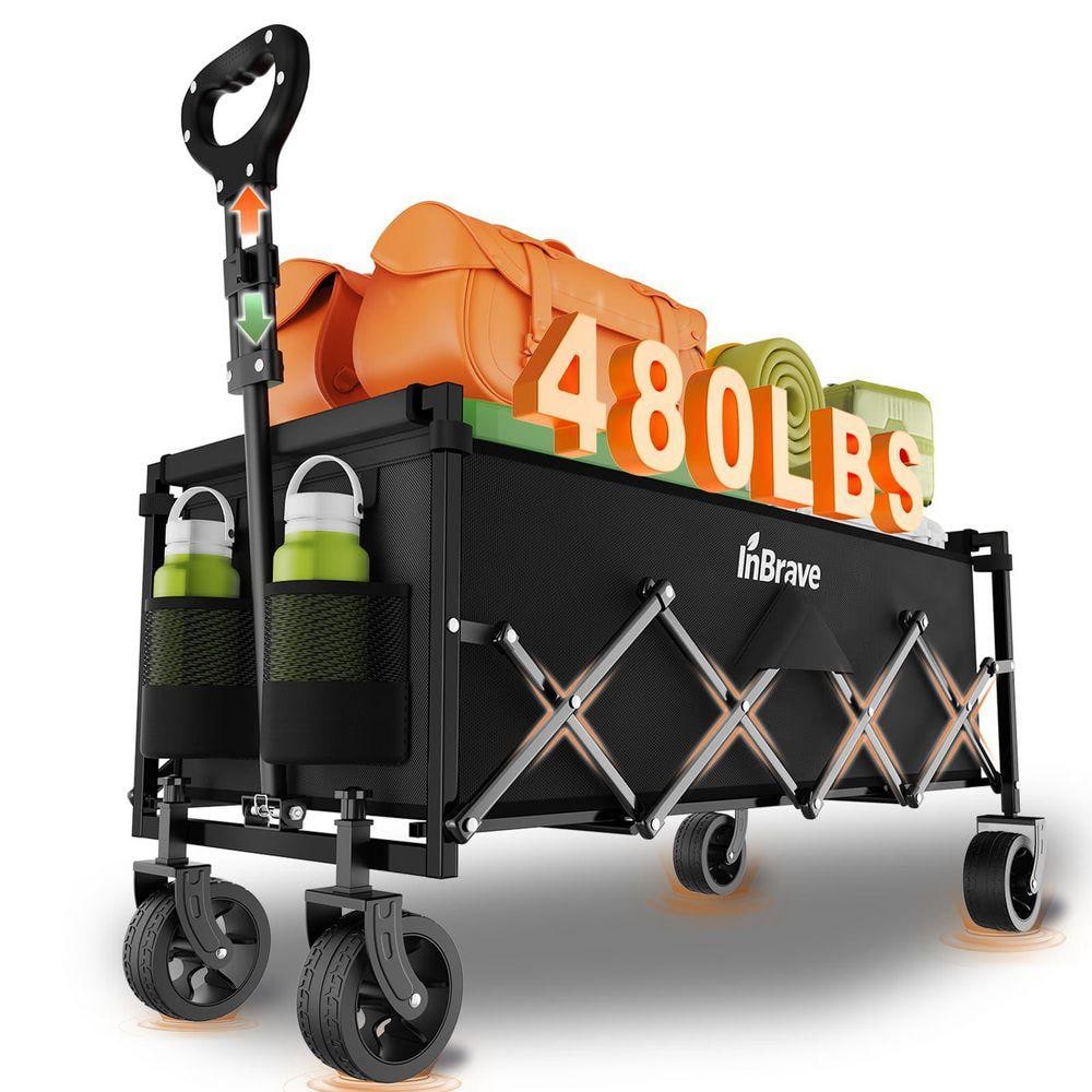 Primehome 480 lb Collapsible Wagon, 150L Capacity with All-Terrain ...