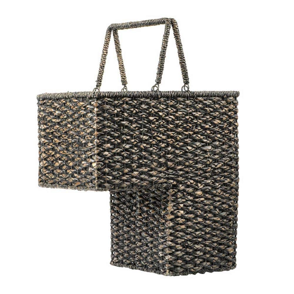 Storied Home Woven Bankuan Rope Stair Basket with Handles in Black ...