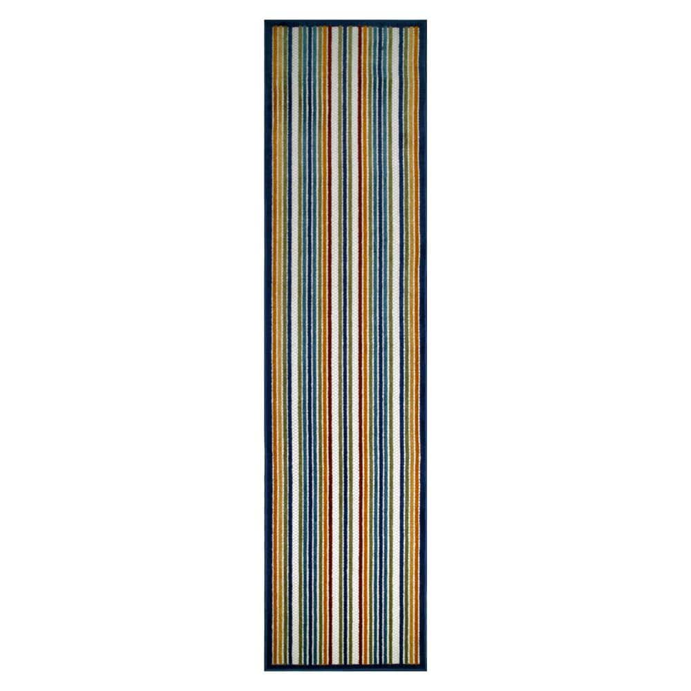 Leick Home Blithe Colorful Multi-Colored 2 ft. x 8 ft. Striped ...