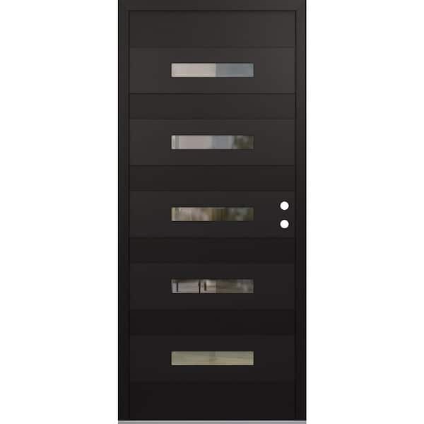 Tessari Doors D9 36 in. x 80 in. Black P Left-Hand/Inswing Clear Glass ...