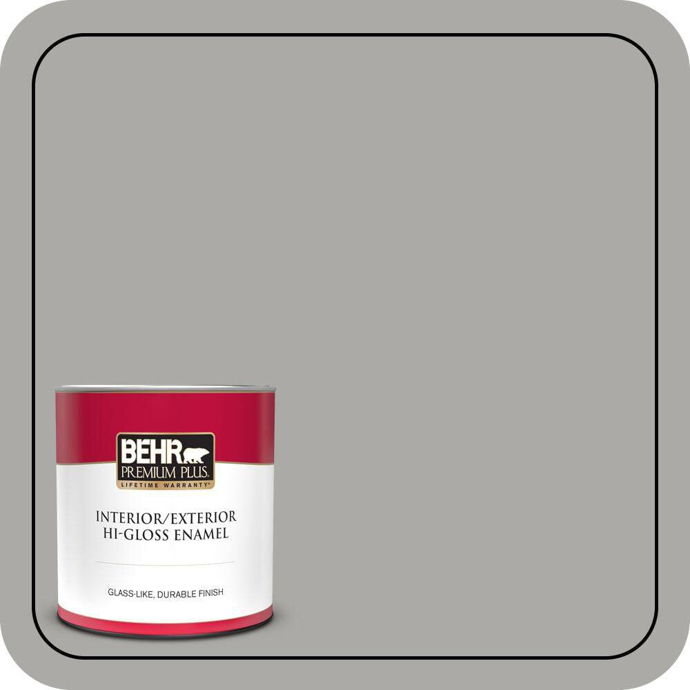BEHR PREMIUM PLUS 1 qt. #PPU18-14 Cathedral Gray Hi-Gloss Enamel ...