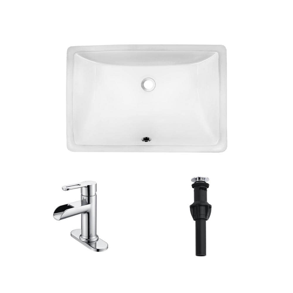 CHESHIRE 20 in Undermount Rectangular Bathroom Sink with Overflow Drain ...