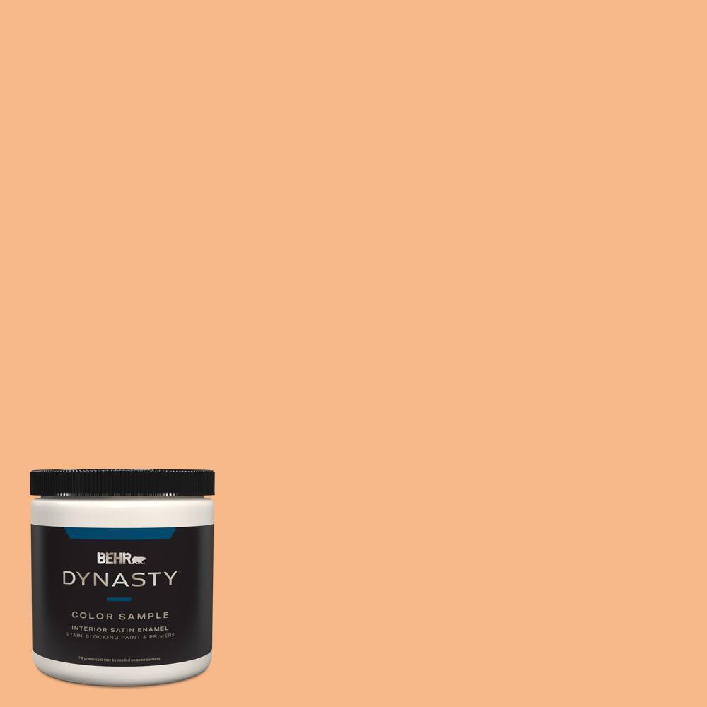 BEHR DYNASTY 8 oz. #260C-3 Fresh Peaches Satin Enamel Stain-Blocking ...
