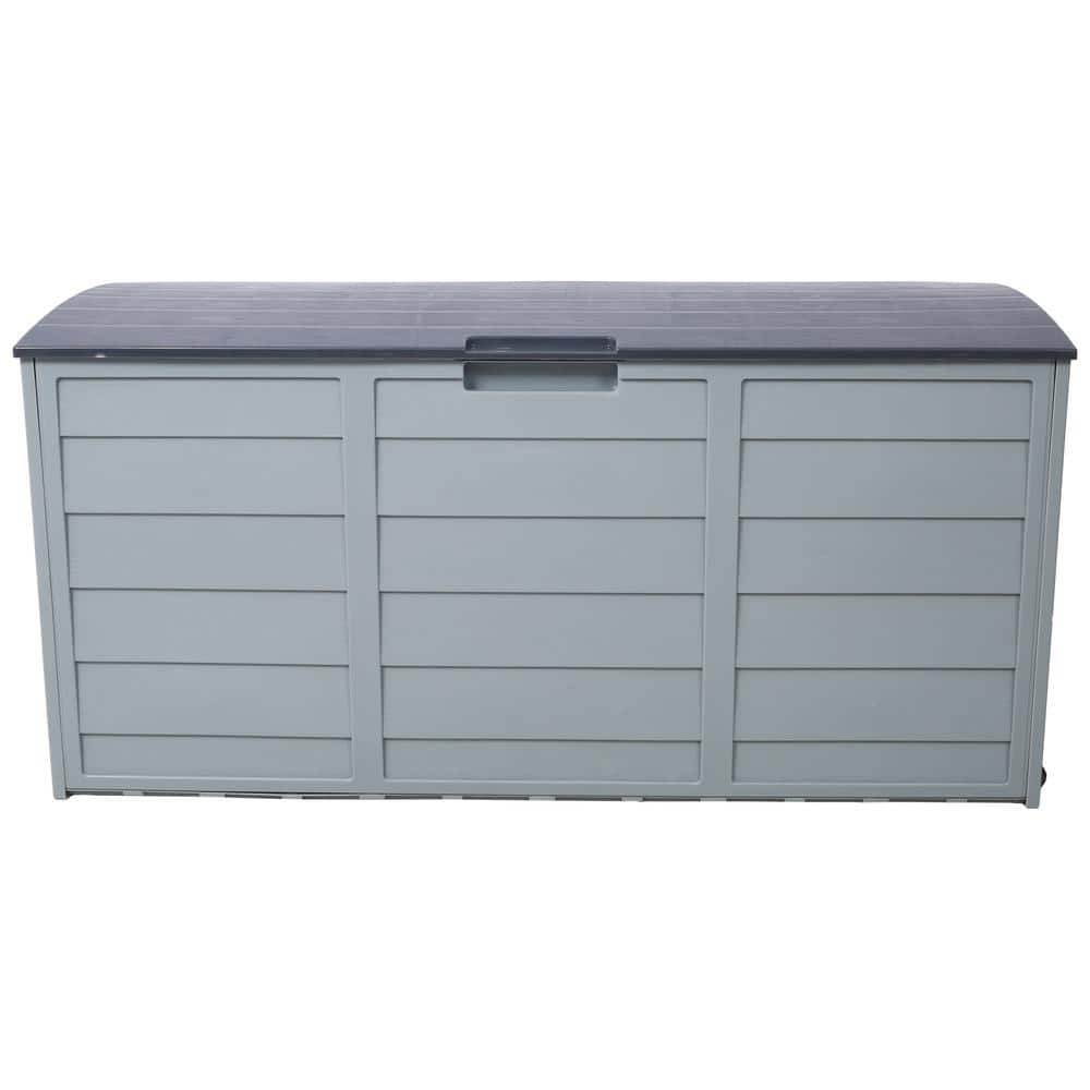 Zeus & Ruta 75 Gal. Gray Resin Deck Box Waterproof Patio Storage Bin ...