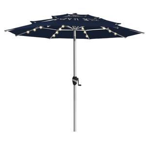 PASAMIC 10 ft. Outdoor Solar Patio Umbrella LED Table Umbrellas with 16 ...