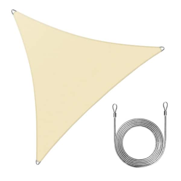 AMGO 24 ft. x 24 ft. x 24 ft. Triangle Sun Shade Sail with Rope-Beige ...