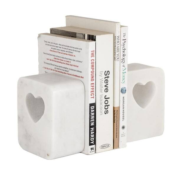 White Valentine's Heart Marble Bookend HDC8131CF8 - The Home Depot