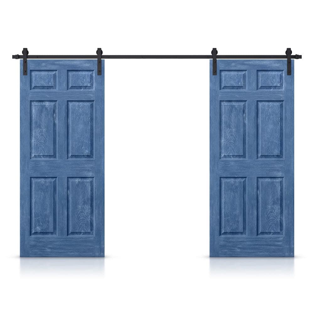 CALHOME 30 in. x 80 in. Vintage Blue Stain Composite MDF 6-Panel ...