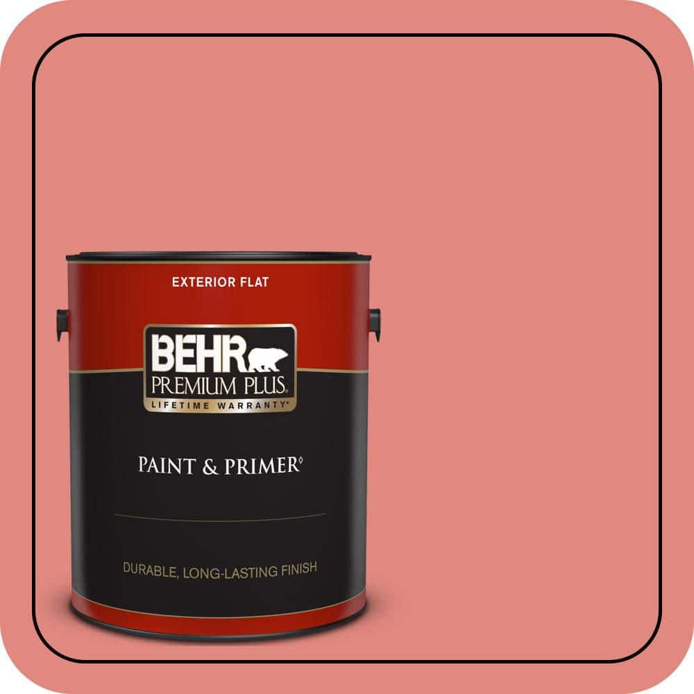 BEHR PREMIUM PLUS 1 gal. #170D-5 Mellow Coral Flat Exterior Paint ...