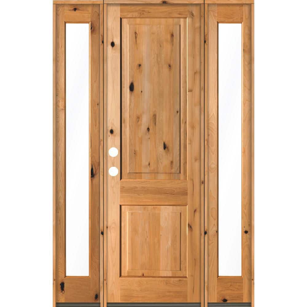 Krosswood Doors 58 in. x 96 in. Rustic Knotty Alder Square clear stain ...