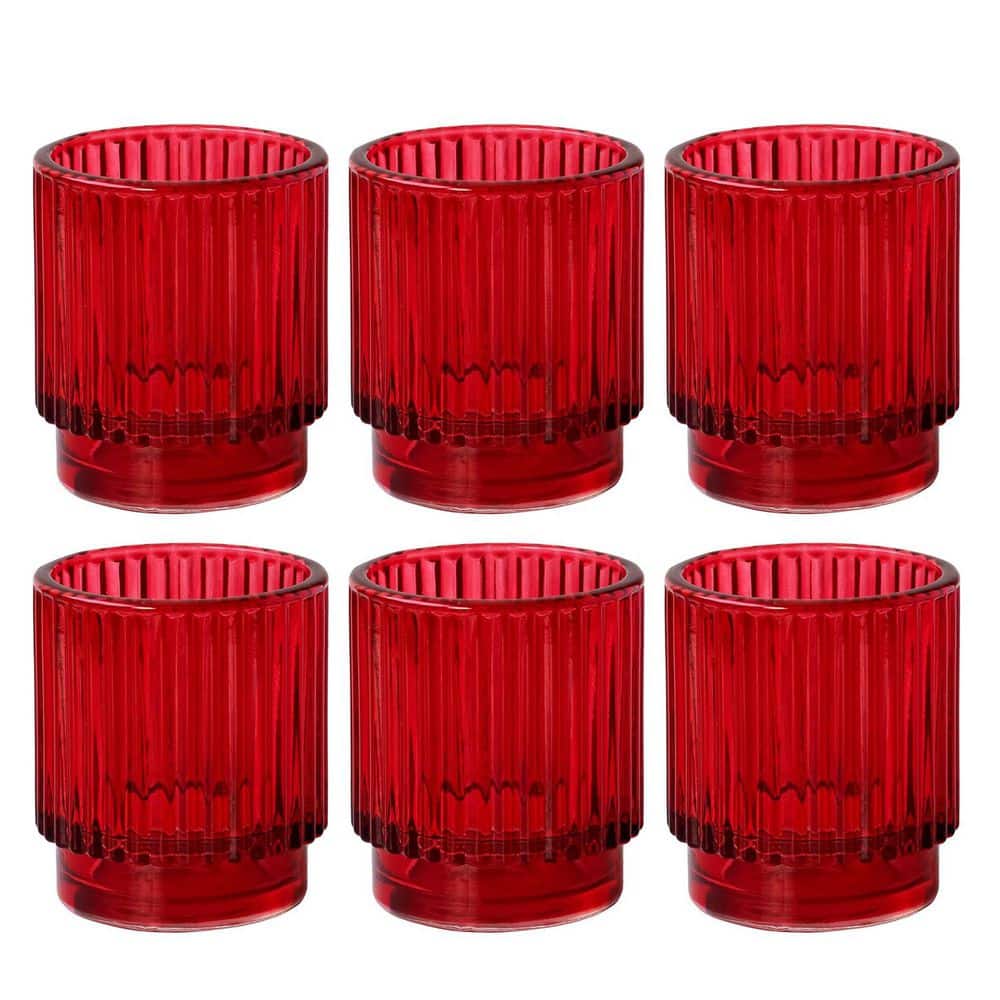Red Glass Votive Candle Holders 6-Pack Z0BJH9G2QN - The Home Depot