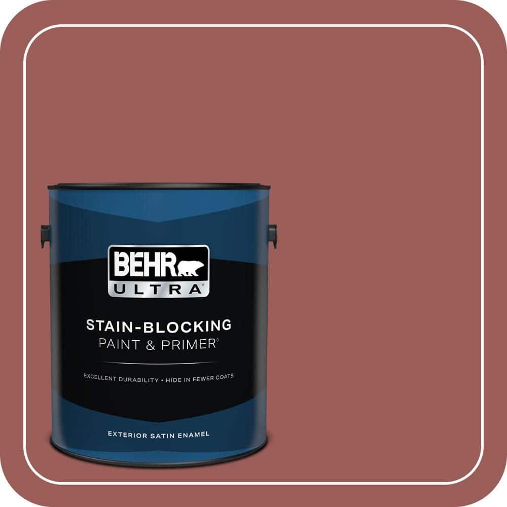 BEHR ULTRA 1 gal. #PMD-86 Arabian Red Satin Enamel Exterior Paint ...