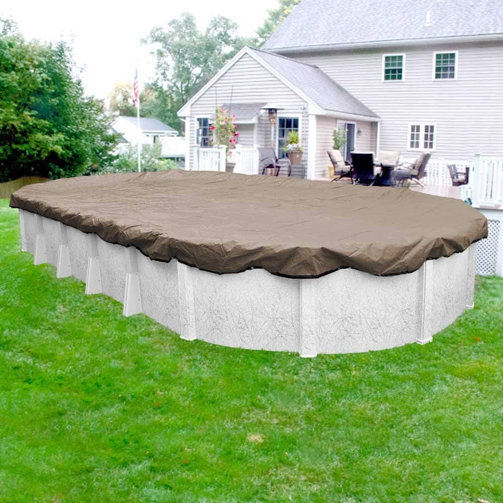 Robelle Superior 18 ft. x 40 ft. Oval Sand Solid Above Ground Winter ...