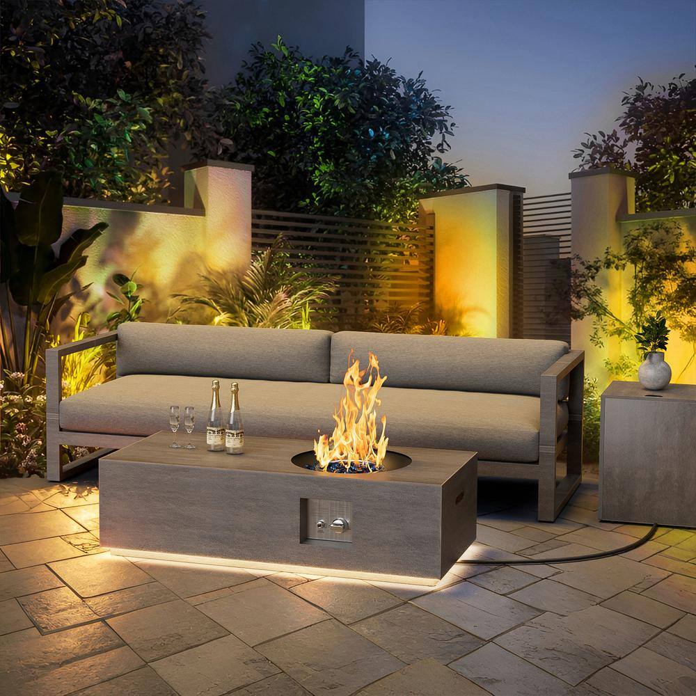 eVita 48 in. 50,000 BTU Rectangle Outdoor Propane Gas Fire Pit Table in ...