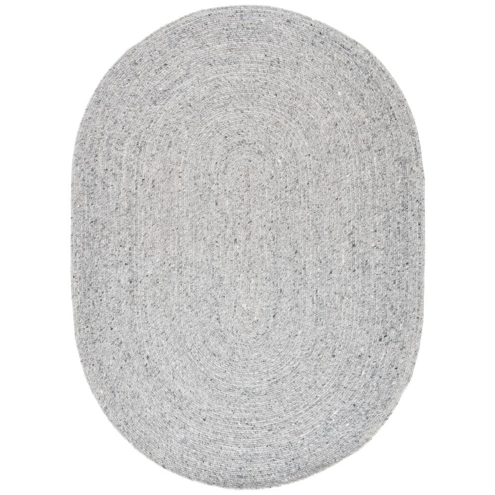 SAFAVIEH Braided Light Gray 8 ft. x 10 ft. Speckled Solid Color Oval ...