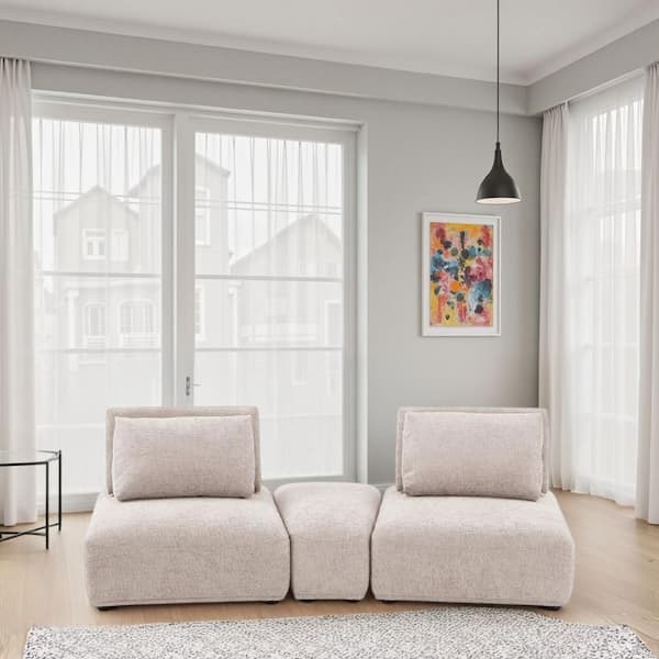 Benjara Stavan 37 in. Armless Fabric Rectangle Shape Sofa in Light ...