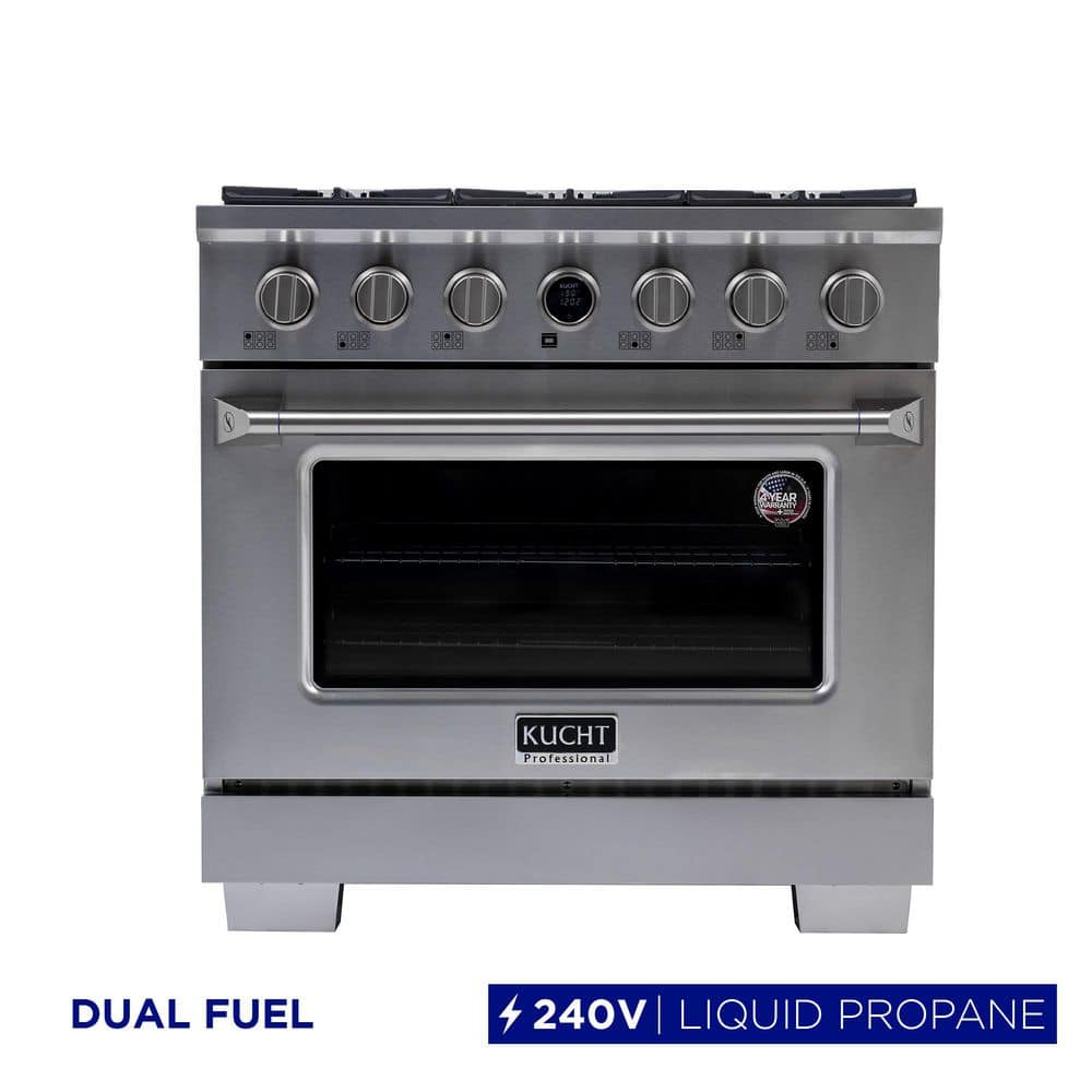 Kucht 36 in. 5.2 cu. ft. 6-Burners Dual Fuel Range for Propane Gas in ...