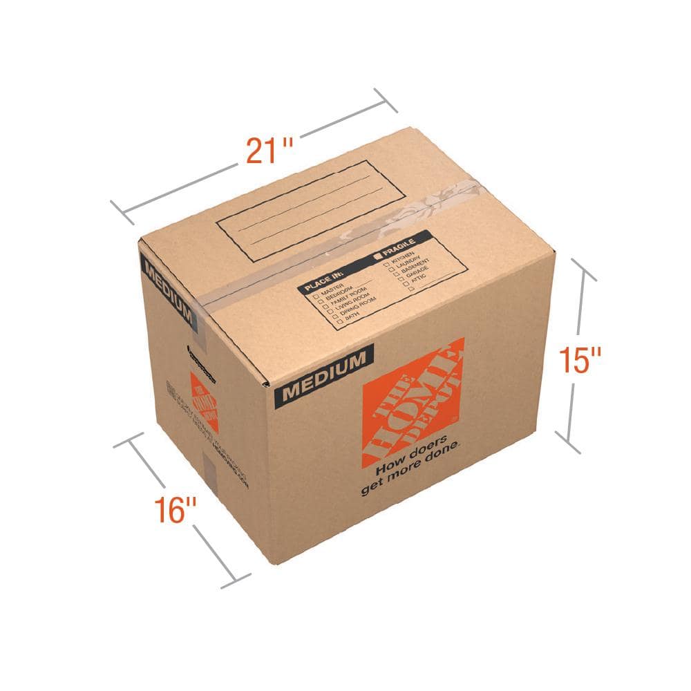 21 in. L x 15 in. W x 16 in. D Medium Moving Box with Handles (10-Pack ...