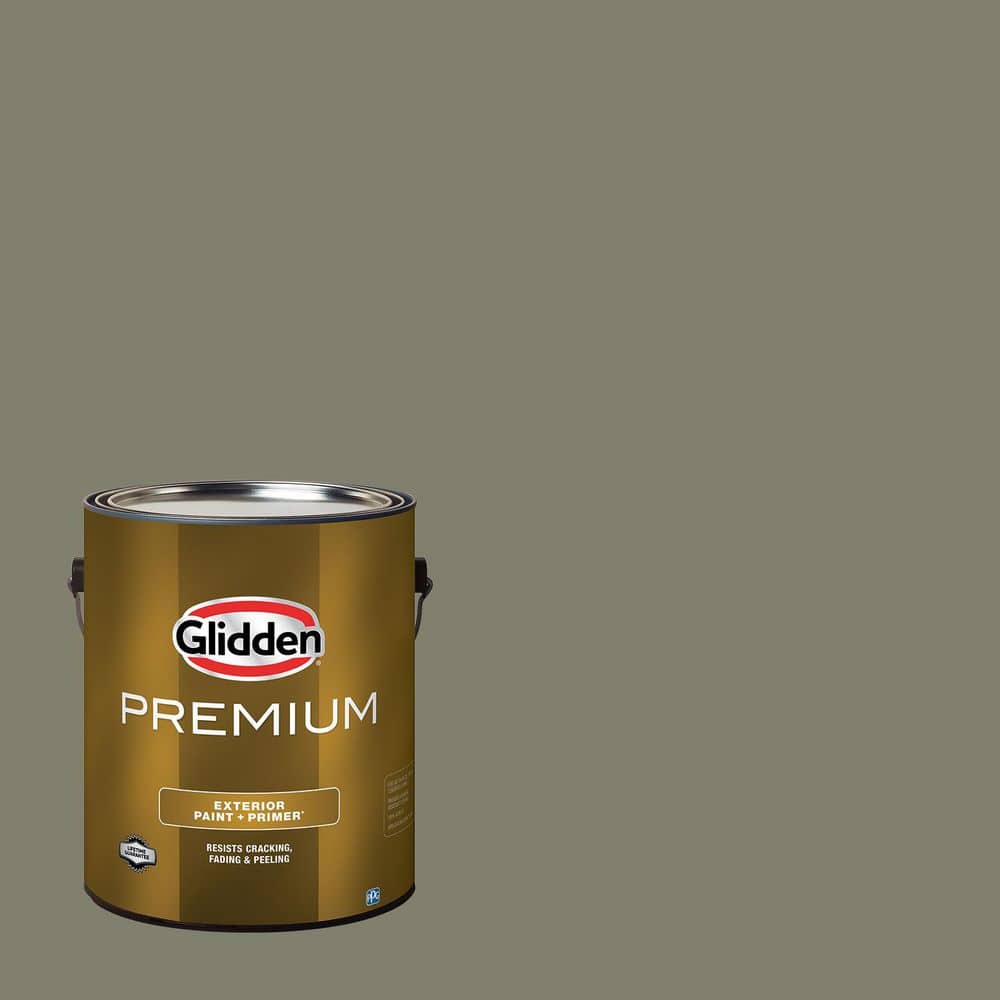 Glidden Premium 1 gal. PPG1028-5 Autumn Gray Satin Exterior Latex Paint ...